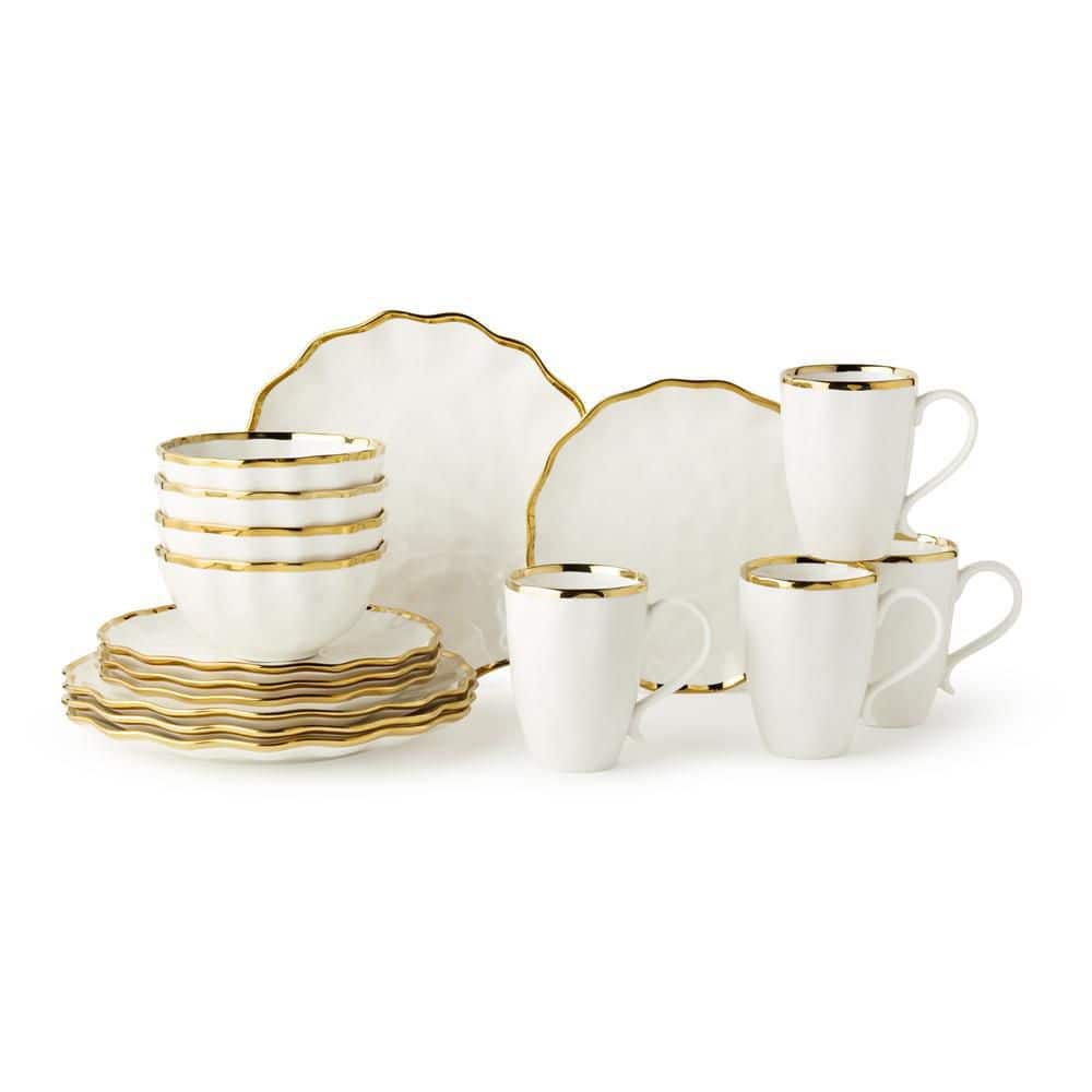 Certified International Regency 16-Piece White and Gold Dinnerware Set ...