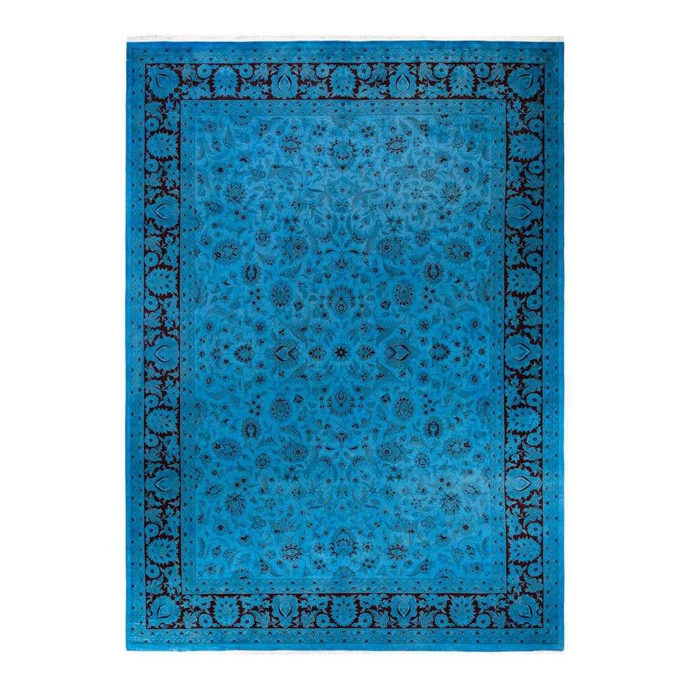 Chloe & Olivia Home Overdyed Blue 10 ft. 1 in. x 14 ft. 2 in. Wool ...