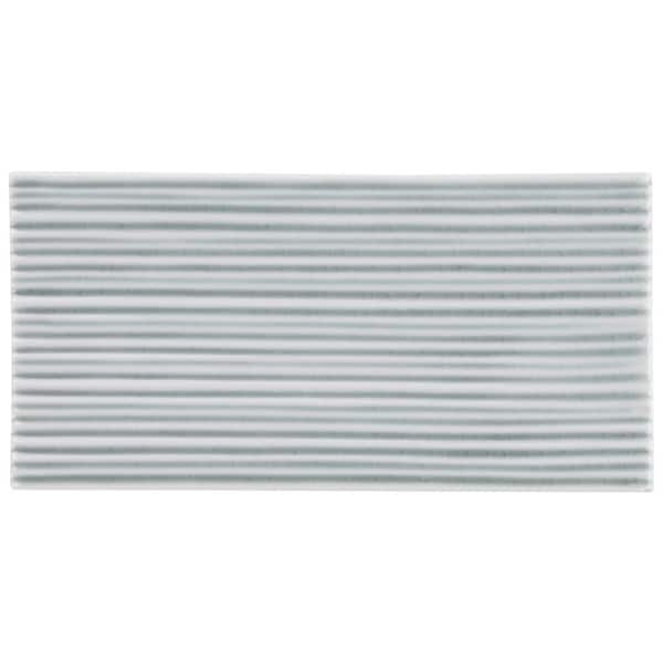 Ivy Hill Tile Delphi Sky Blue 4.33 in. x 0.51 in. Polished Glass Fluted ...