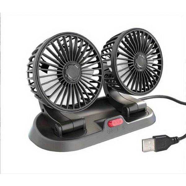 Adrinfly Double-Head Micro-USB Powered 4 in. 1 fan speeds Desk Fan in ...