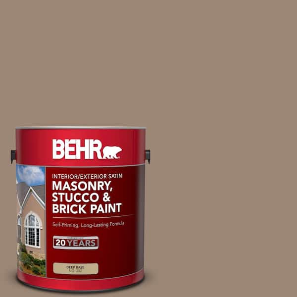 BEHR 1 gal. #PPU5-16 Earthnut Satin Interior/Exterior Masonry, Stucco ...