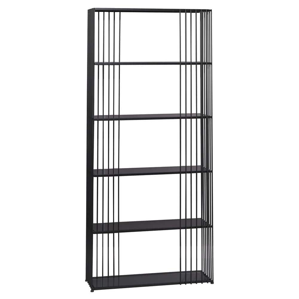 Litton Lane 71 in. x 31 in. Black Metal Contemporary Wall Shelf 16420 ...