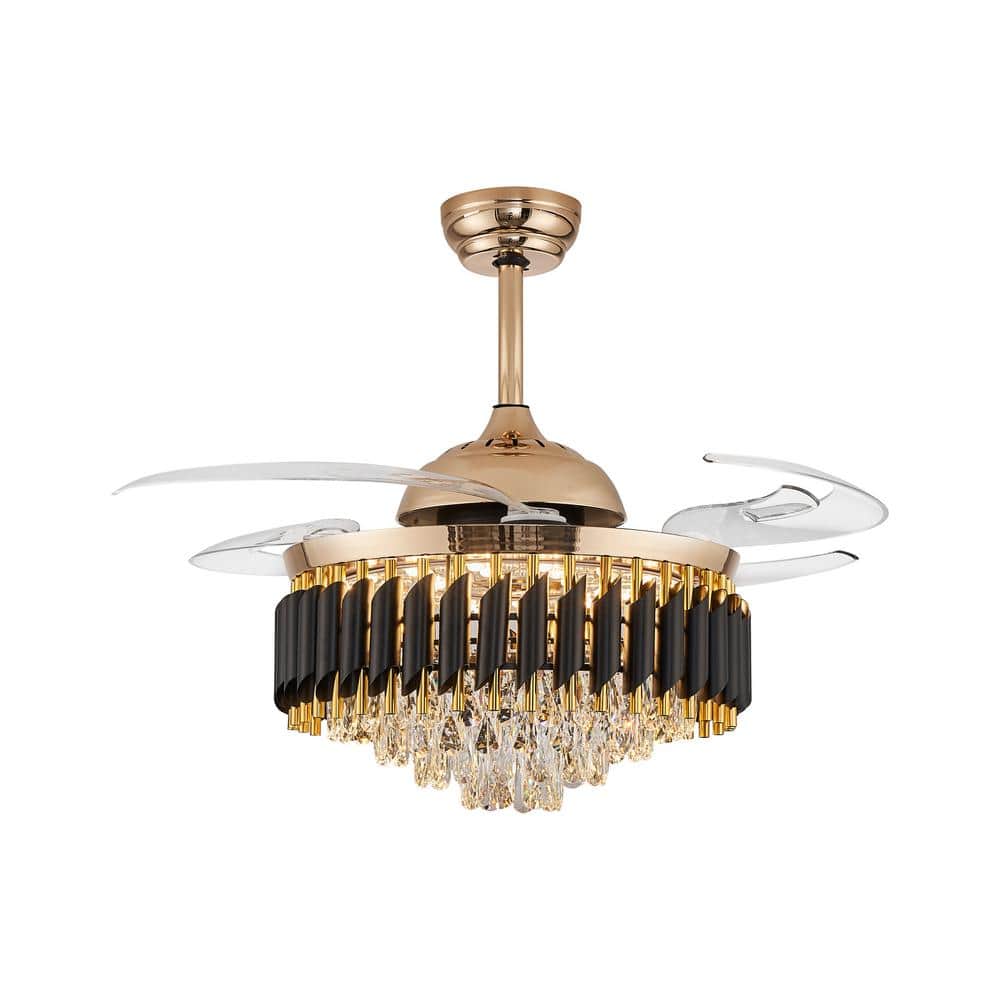 Pacific Core Large Luxury 48 in. Indoor Black and Gold LED Dimmable 6 ...