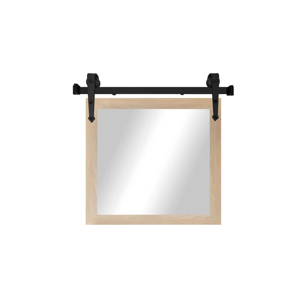 Rayne Mirrors (33 in. W x 28 in. H) Blonde Maple Modern Rustic Vertical ...