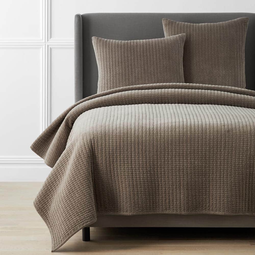 The Company Store Legends Luxury Straight Stitch Velvet Mocha King ...