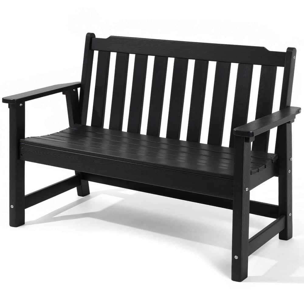 PASAMIC 2-Person Black HDPE Plastic Outdoor Bench TL-OB01--001-1PCS - The Home Depot