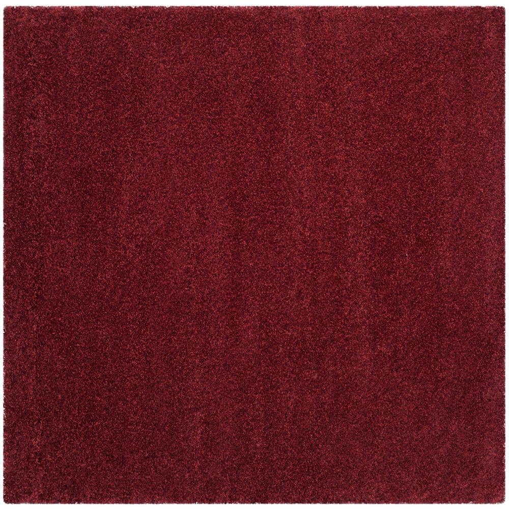 SAFAVIEH Santa Monica Shag Maroon 7 ft. x 7 ft. Square Solid Area Rug ...