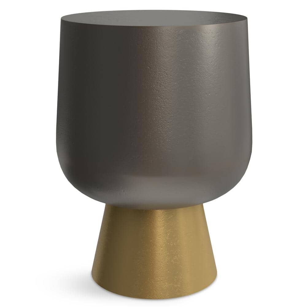 Simpli Home Anthony Contemporary 14 in. Wide Round Cast Aluminum Side ...
