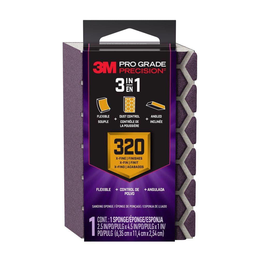 3M Pro Grade Precision 2.5 in. x 4.5 in. x 1 in. Extra Fine 320 Grit 3 ...