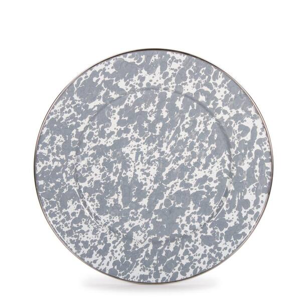 Golden Rabbit Grey Swirl 10.5 in. Enamelware Round Dinner Plate (Set of ...