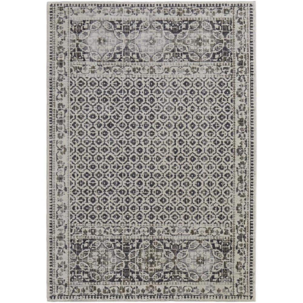 HomeRoots Gray and Ivory Abstract 10 ft. x 14 ft. Area Rug 2000512082 ...