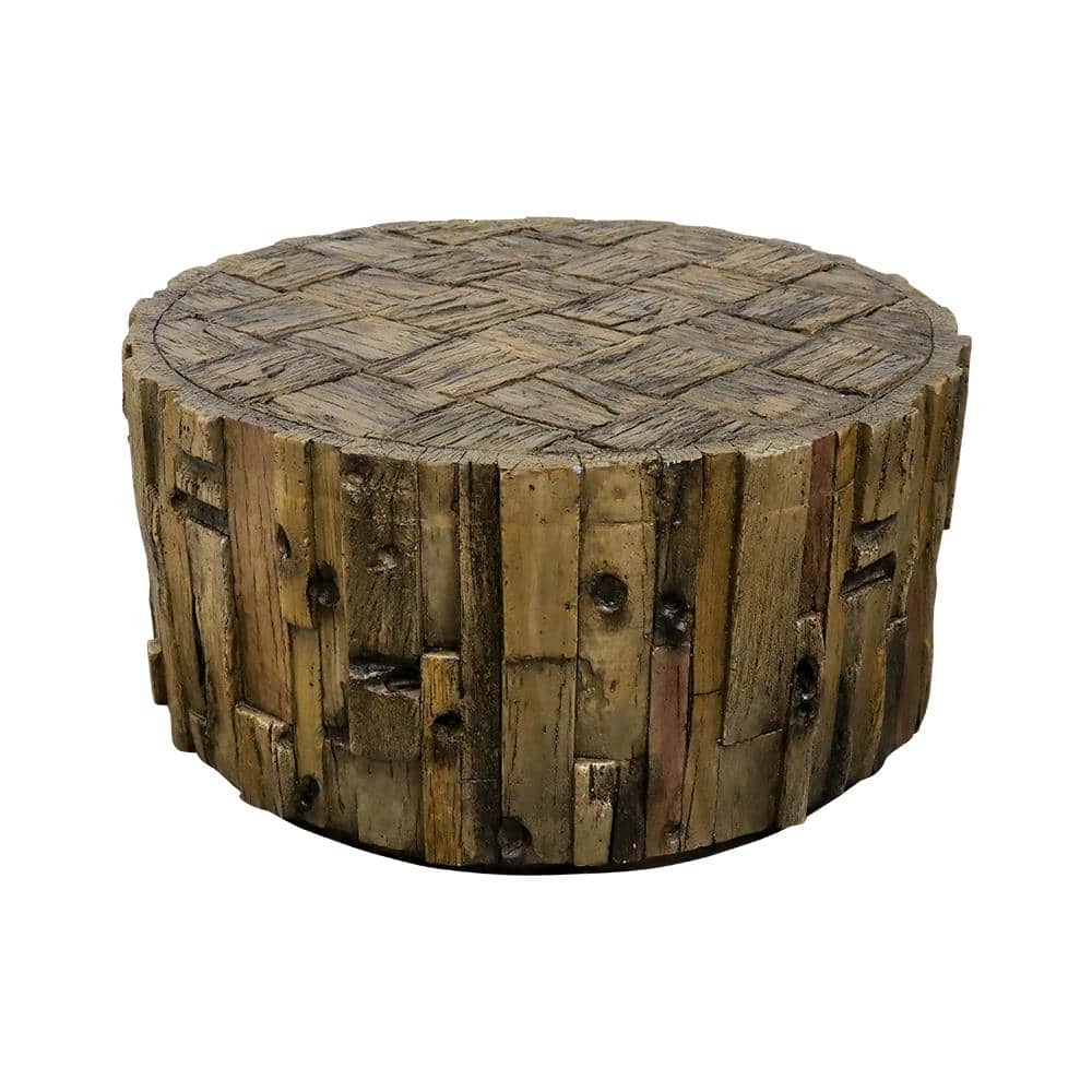 Watnature Magnesia Faux Oak Stump Cover - 18.5 in. H Outdoor Side Table ...