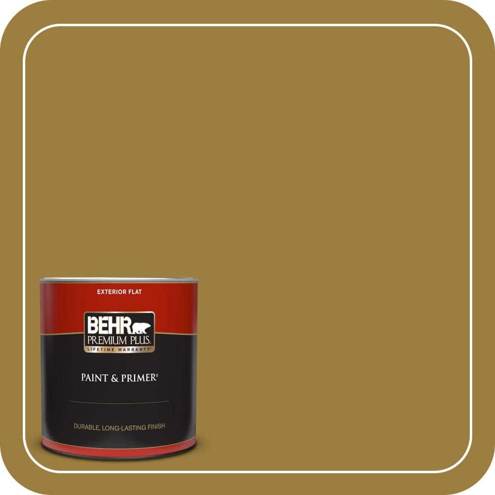 BEHR PREMIUM PLUS 1 qt. #S-H-380 Burnished Bronze Flat Exterior Paint ...