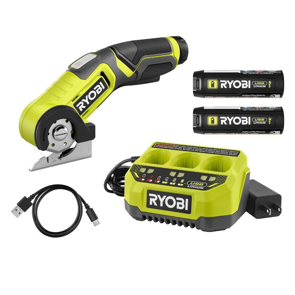 RYOBI USB Lithium Power Cutter Kit with 2 Ah USB Lithium Battery ...