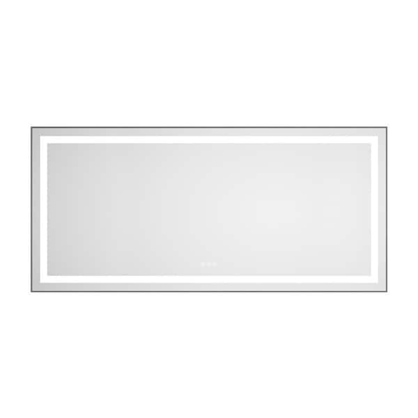 LIVACA 60 in. W x 28 in. H Rectangular Aluminum Frameless LED Anti-Fog ...