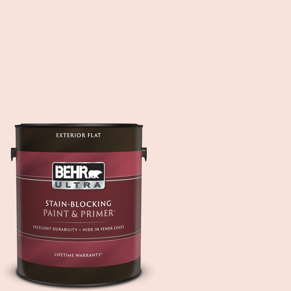 BEHR ULTRA 1 gal. #210C-1 Angel Blush Flat Exterior Paint & Primer ...