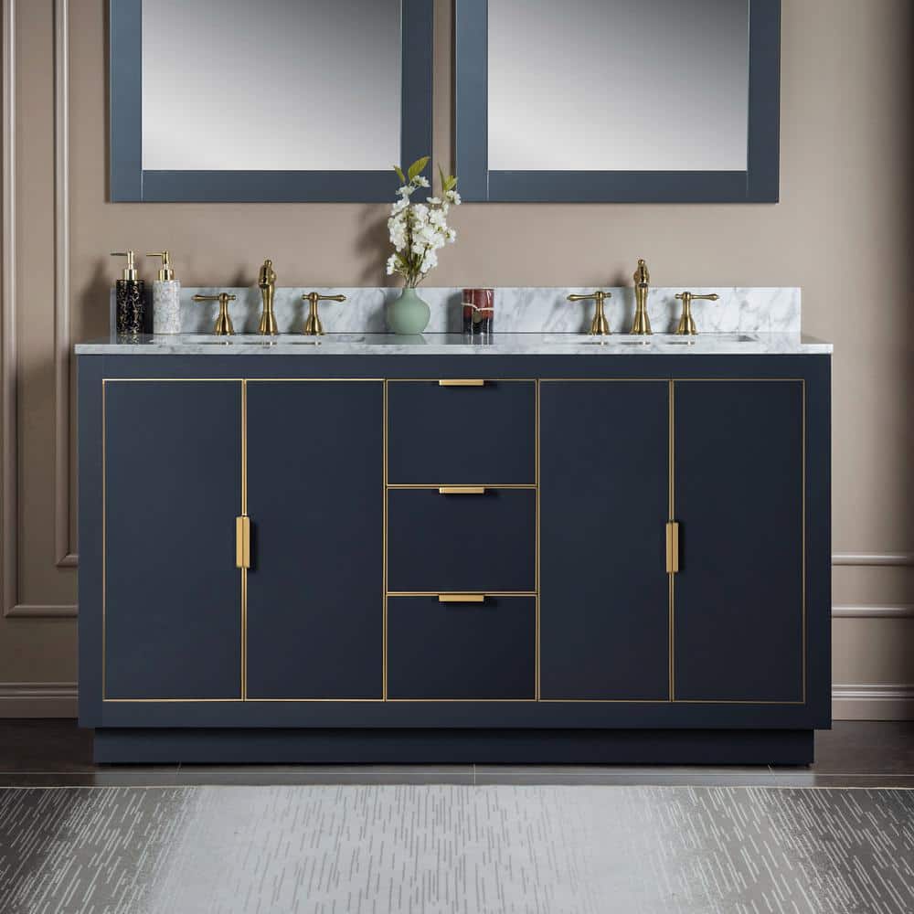 WOODBRIDGE Venice 61 in. W x 22 in. D x 38 in. H Bath Vanity in Grey ...