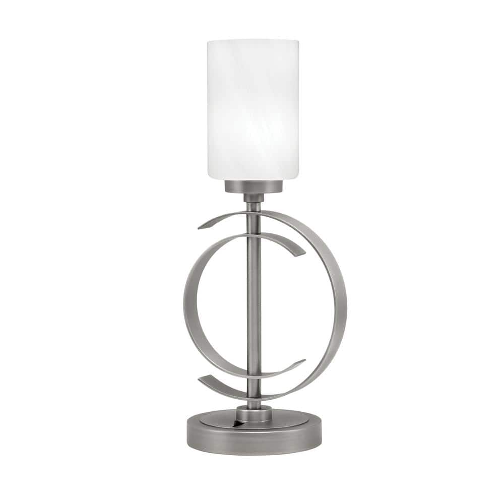 Savanna 17.25 in. Graphite Accent Table Lamp with White Marble Glass ...