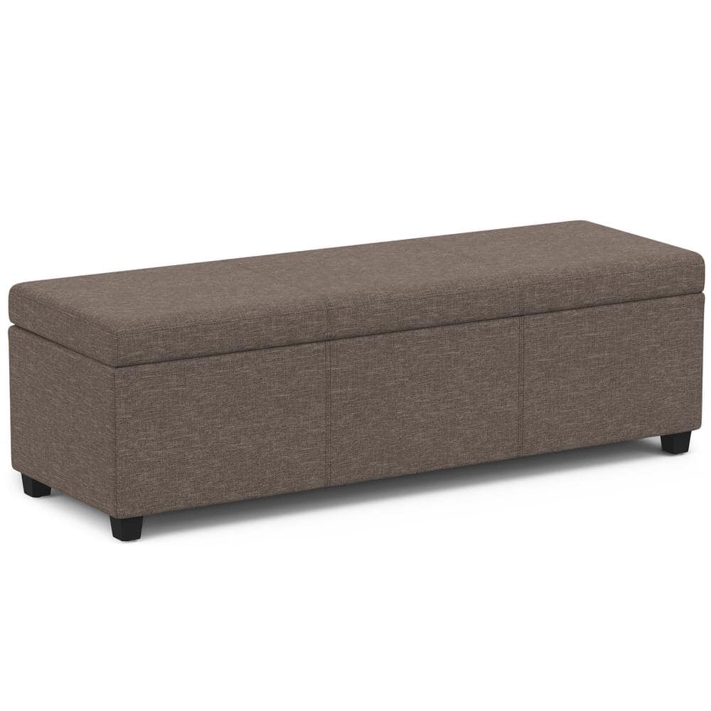 Simpli Home Avalon 54 in. Rectangle Extra Large Storage Ottoman Bench ...