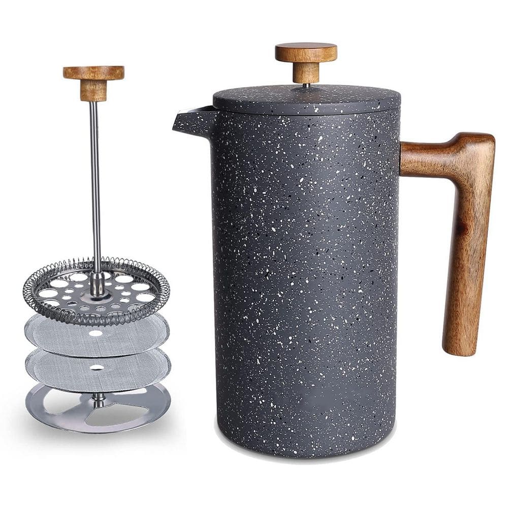 Numhew 4-Cup Gray French Press Coffee Maker, 34 oz. Coffee Press with ...