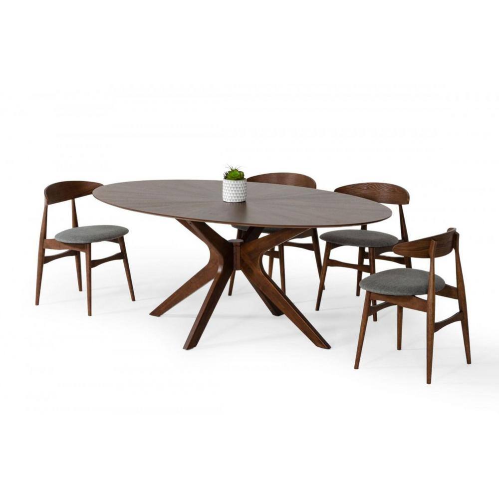 HomeRoots Danielle Walnut Wood 75 in. Pedestal Dining Table (Seats 6 ...
