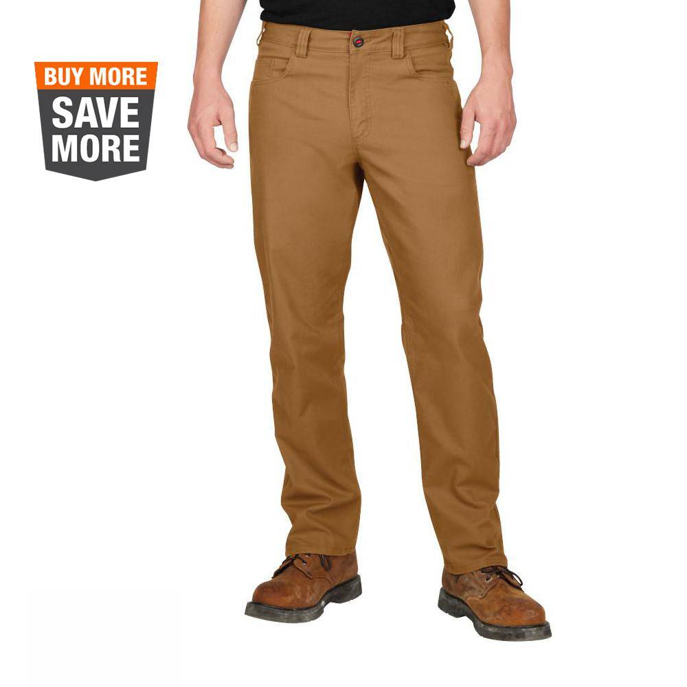 Milwaukee Men's 34 in. x 34 in. Khaki Cotton/Polyester/Spandex Flex ...