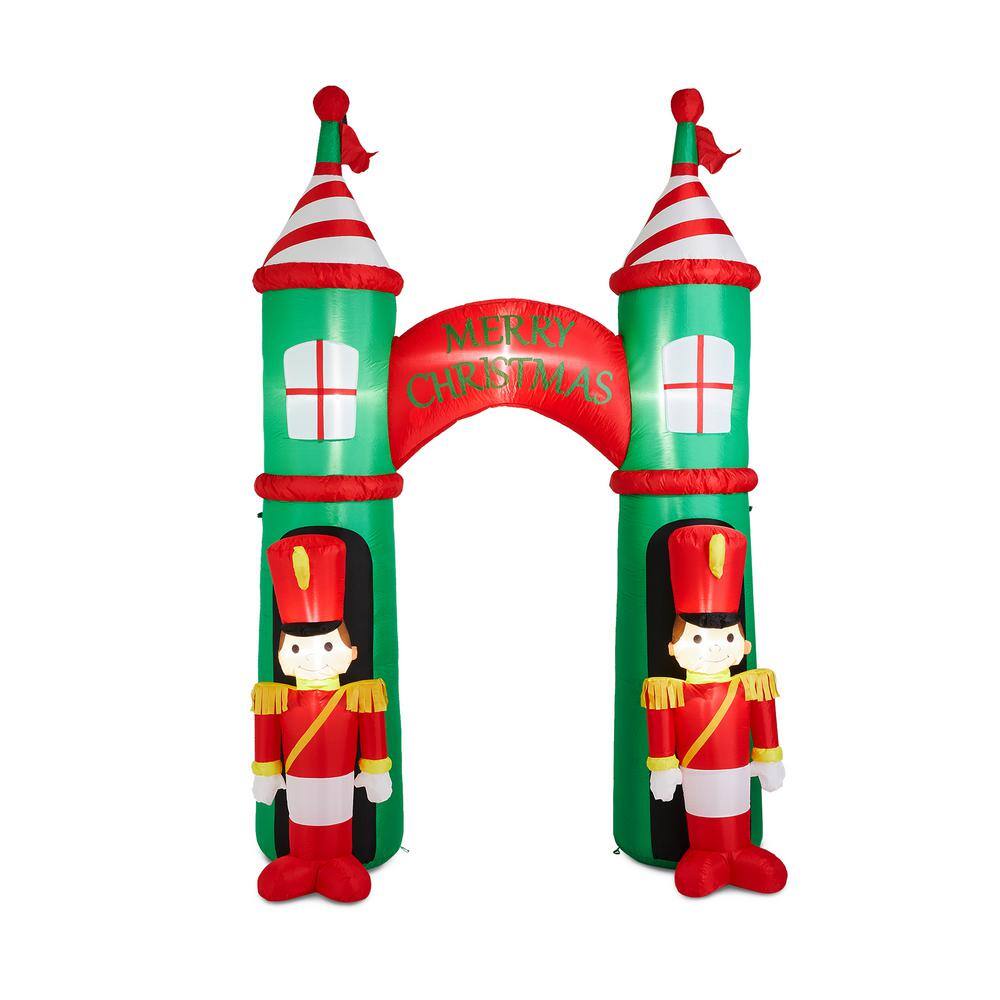 Glitzhome 10 ft. Lighted Inflatable Arch Gate with Soldiers Decor ...