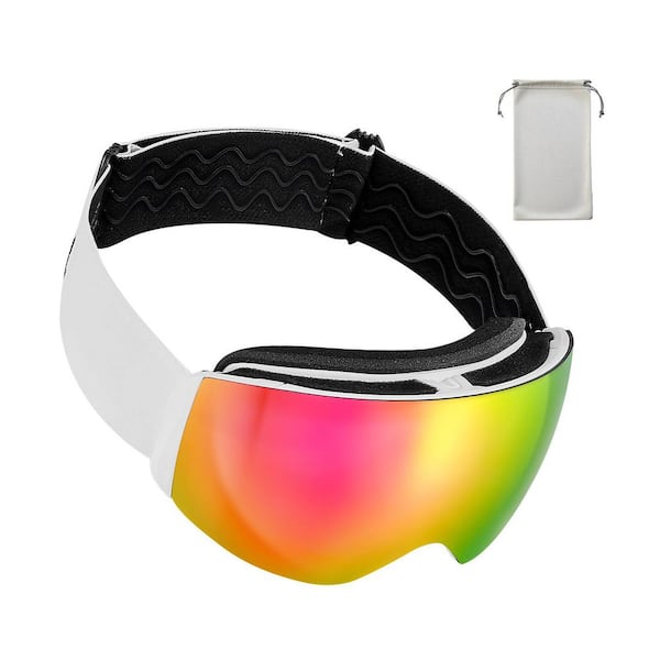 VEVOR Ski Goggles, Cylindrical Orange Revo Lens OTG Anti-Fog Snow ...