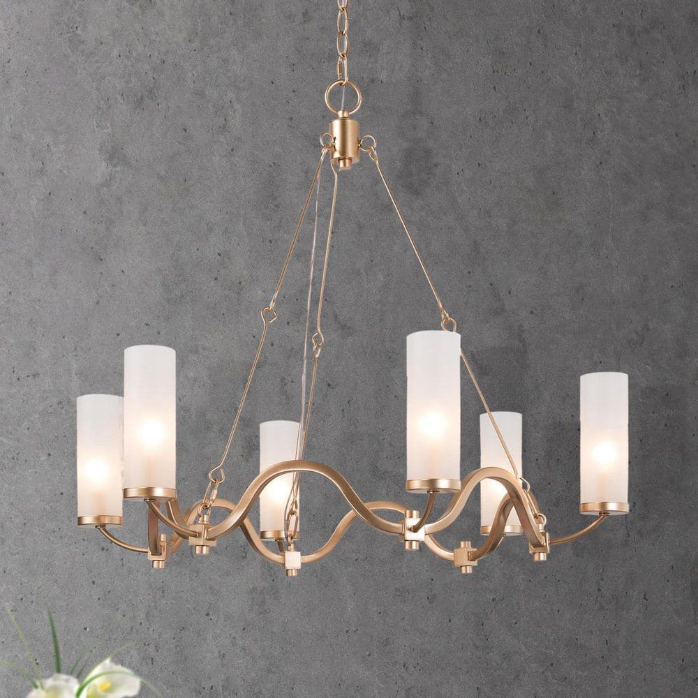LNC Modern Stain Gold Island Chandelier 6-Light Transitional Wagon ...