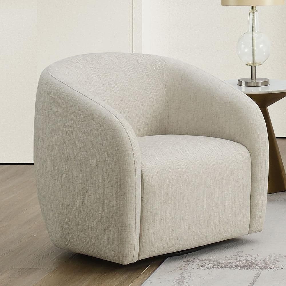 Acme Furniture Etienne Beige Linen Set of 1 Side Chair with Swivel ...