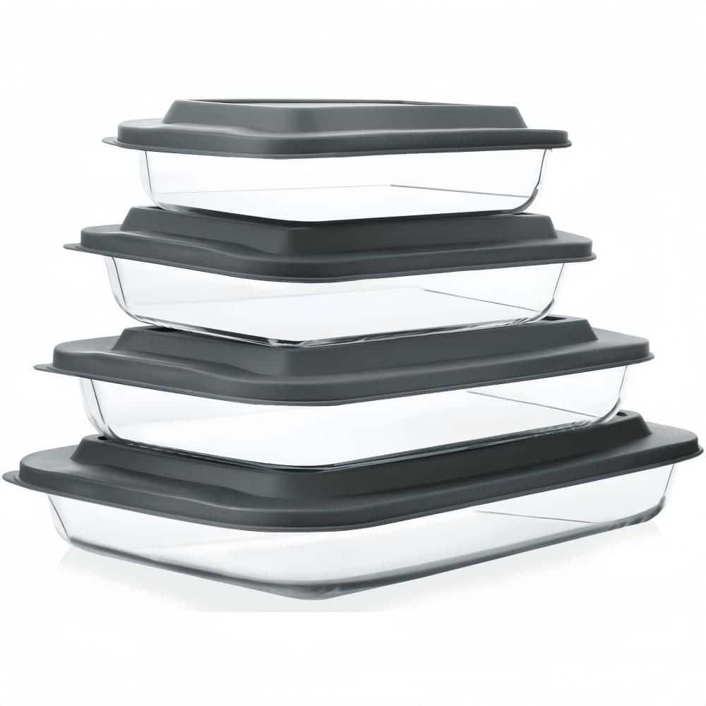 Esepony 8-Piece Rectangular Deep Glass Baking Dish Pans Set with ...