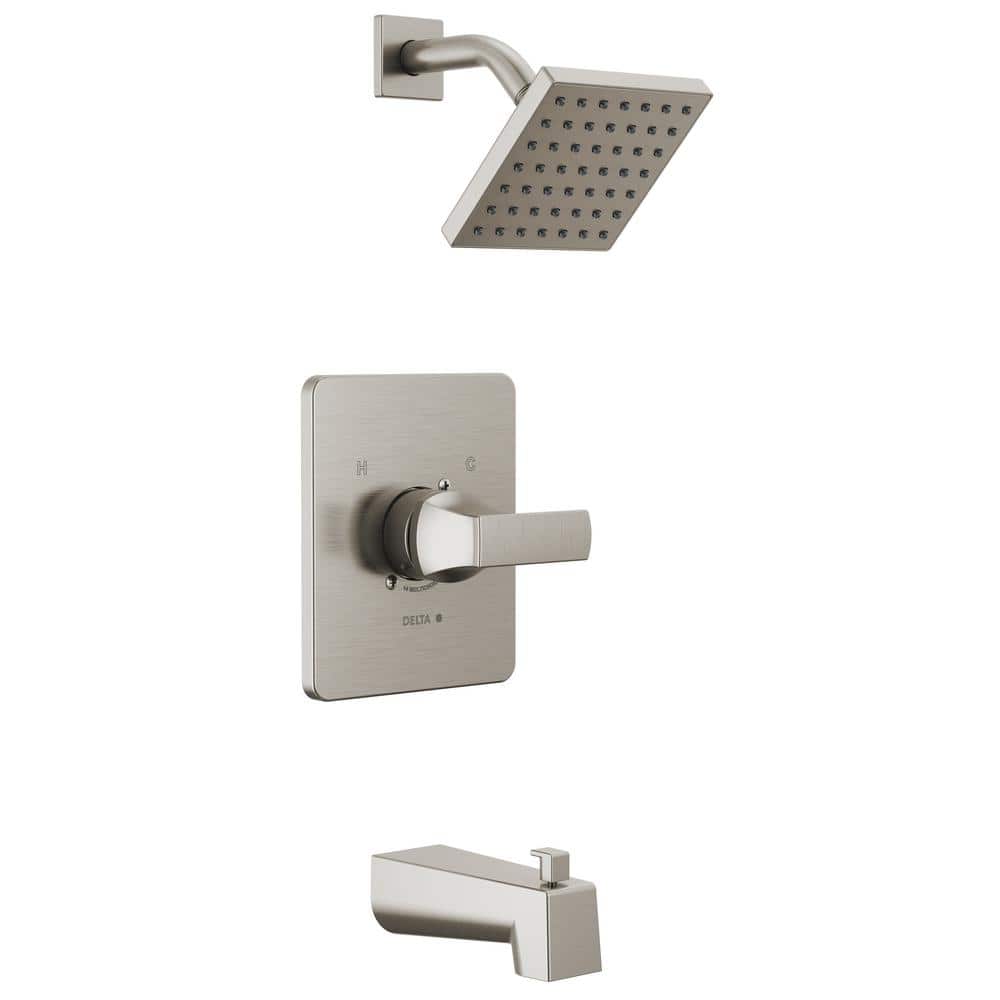 Delta Velum 1-Handle Wall Mount Tub and Shower Trim Kit in Stainless ...