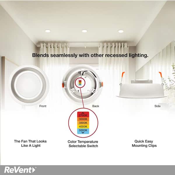 ReVent 50-80 Adjustable CFM Easy Install Roomside Bathroom/Bath Exhaust ...