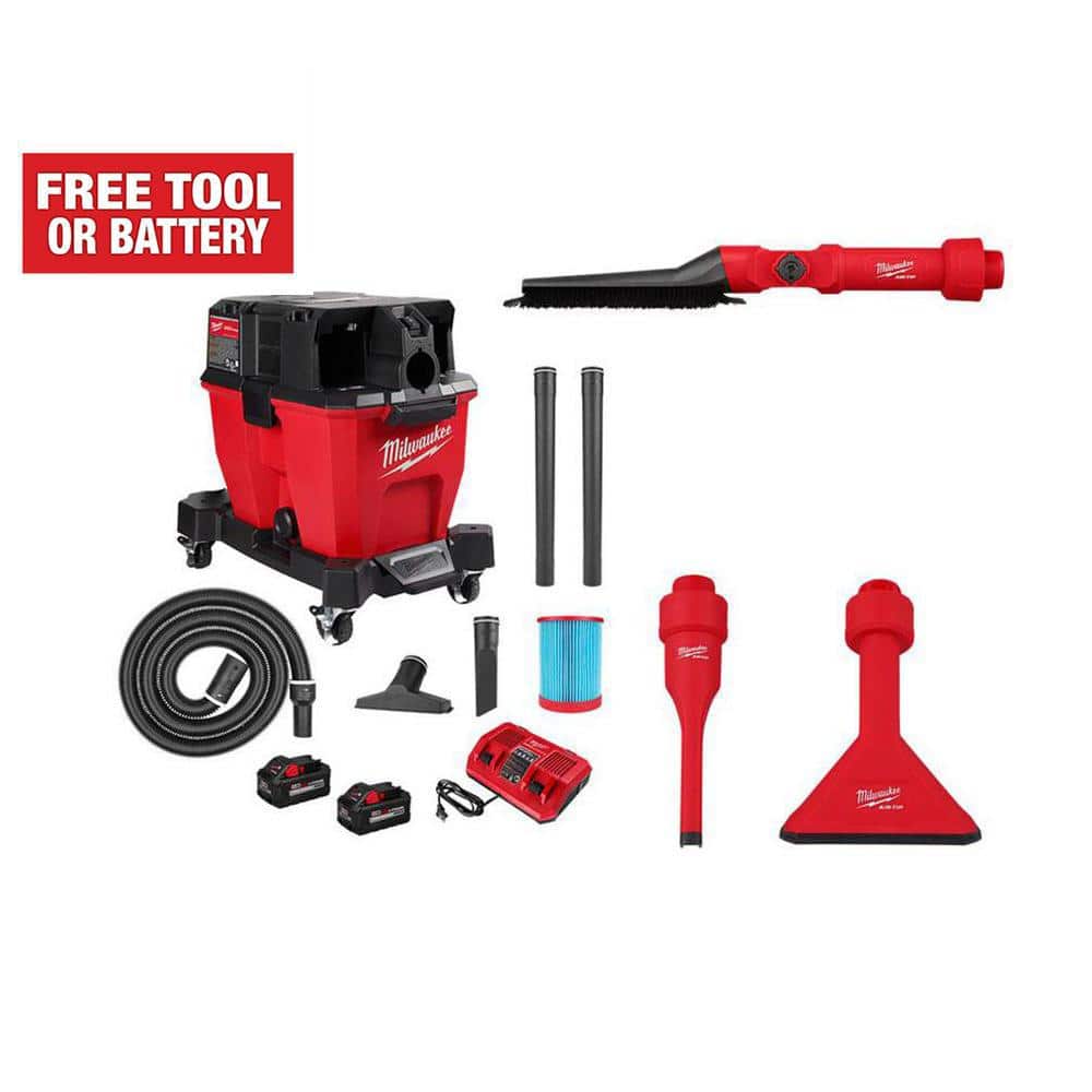 Milwaukee M18 FUEL 9 Gal. Cordless Dual-Battery Wet/Dry Shop Vacuum Kit ...