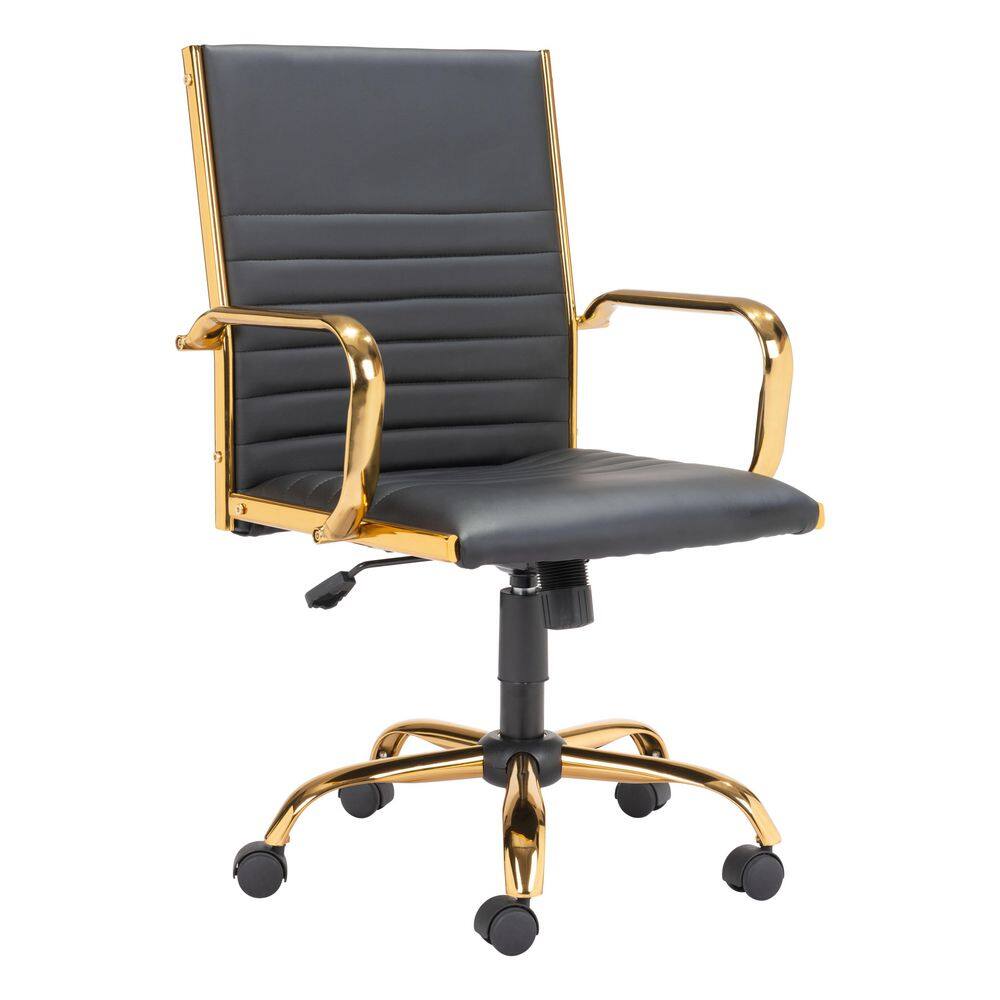 ZUO Profile Black Polyurethane Seat Office Chair with Non-Adjustable ...
