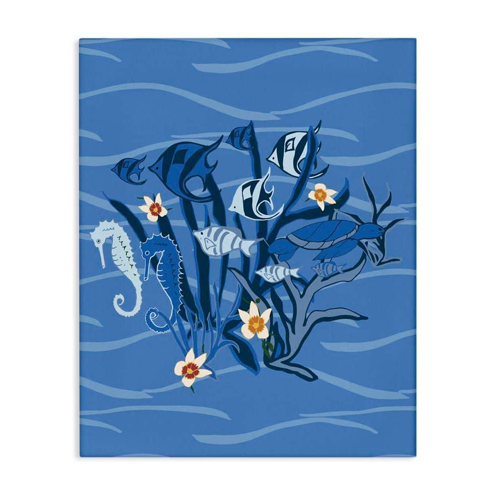 Stupell Industries Blue Undersea Critters by Michelle Ingari Designs ...