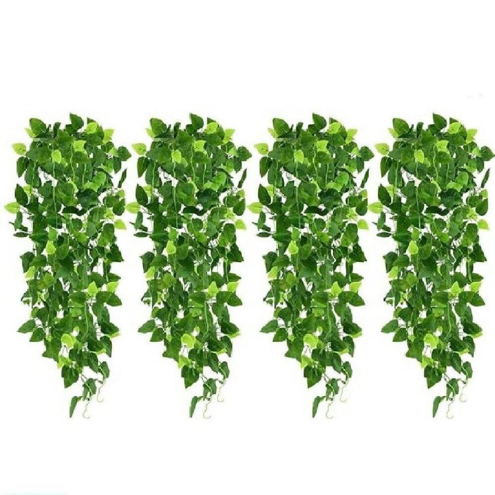 2 .9 ft Green Artificial Hanging Plant, Fake Plant Hanging Ivy Leaves ...