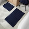 StyleWell Memory Foam Blue Striped Midnight 2-Piece Bath Rug Set ...