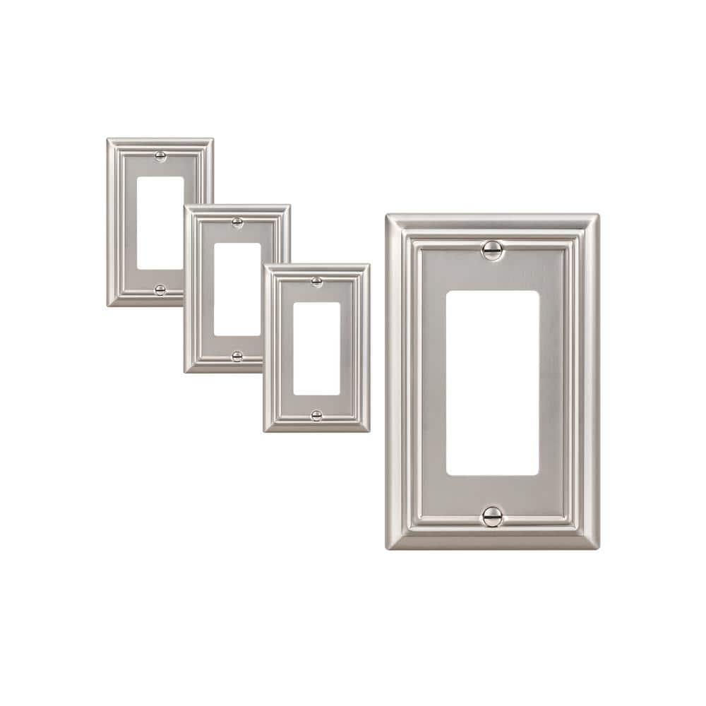 DEWENWILS 1-Gang Satin Nickel Decorator/Rocker Metal Wall Plates(4-Pack ...