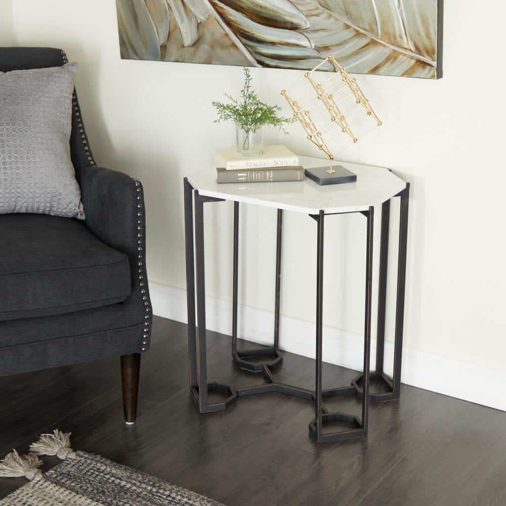 Litton Lane 24 in. White Metal Contemporary Accent Table 040376 - The ...