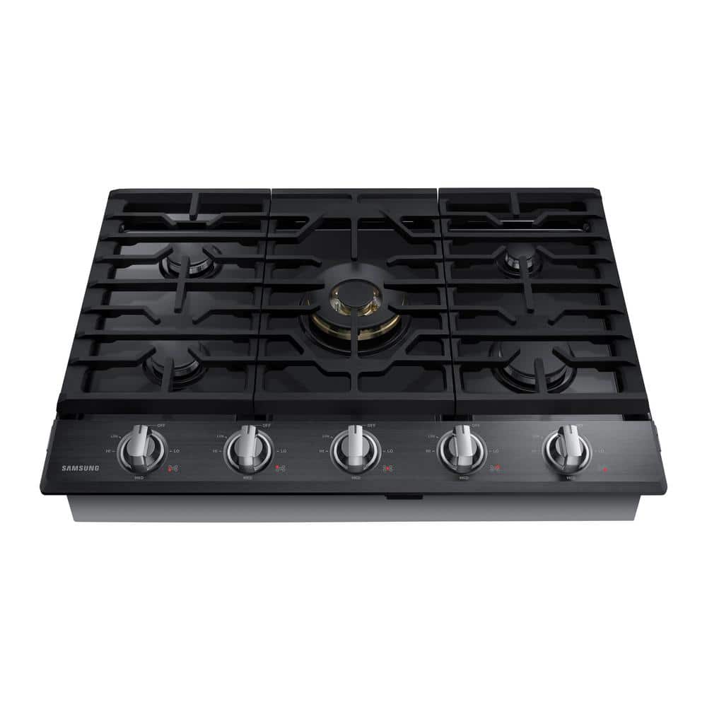 Samsung 36 in. Gas Cooktop in Fingerprint Resistant Black Stainless ...