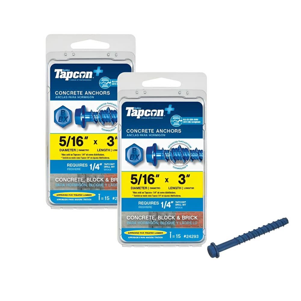 Reviews for Tapcon 5/16 in. x 3 in. Steel Hex-Washer-Head Indoor ...