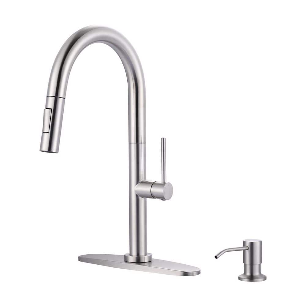 VEVETTA 17 in. Single Handle Pull Down Sprayer Kitchen Faucet with 360 ...
