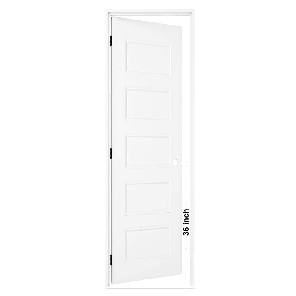 EH PUERTA 24 in. x 80 in. 5-Panel Left-Handed Painted Solid Core Wood ...