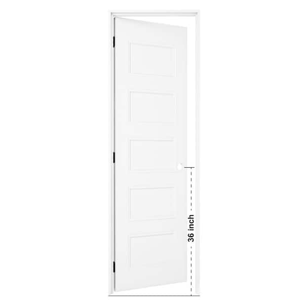 EH PUERTA 30 in. x 80 in. 5-Panel Left-Handed Painted Solid Core Wood ...