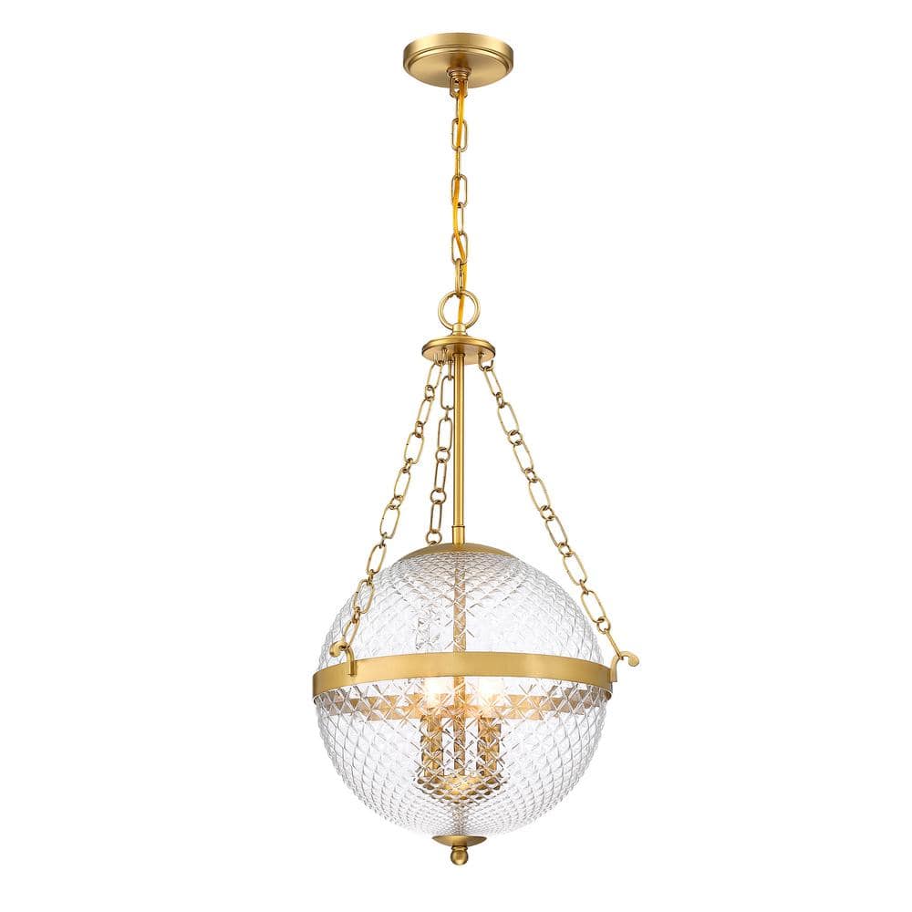 Hampton Bay Cairo 2-Light Brushed Gold with Clear Glass Globe Glam ...