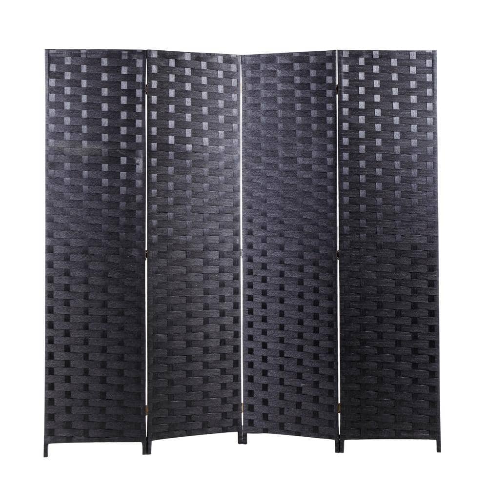 Tidoin Modern 6 ft. Black 4-Panel Folding Portable Indoor Room Divider ...