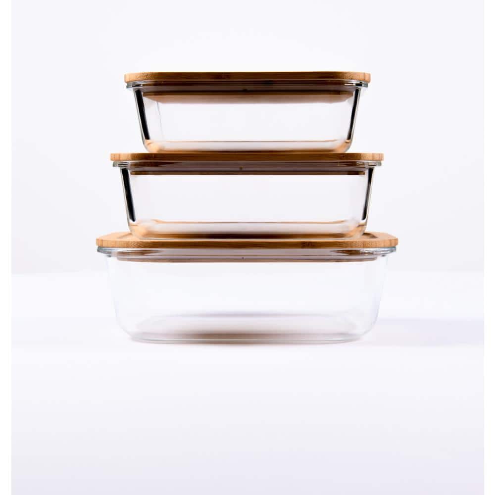 Stone & Clay Glass Container Meal prep Rectangle (3-Pack) FSC-RC3 - The ...