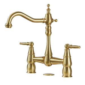 IVIGA 8 in. Centerset Double Handle Brass Elegant Bridge Kitchen Faucet ...