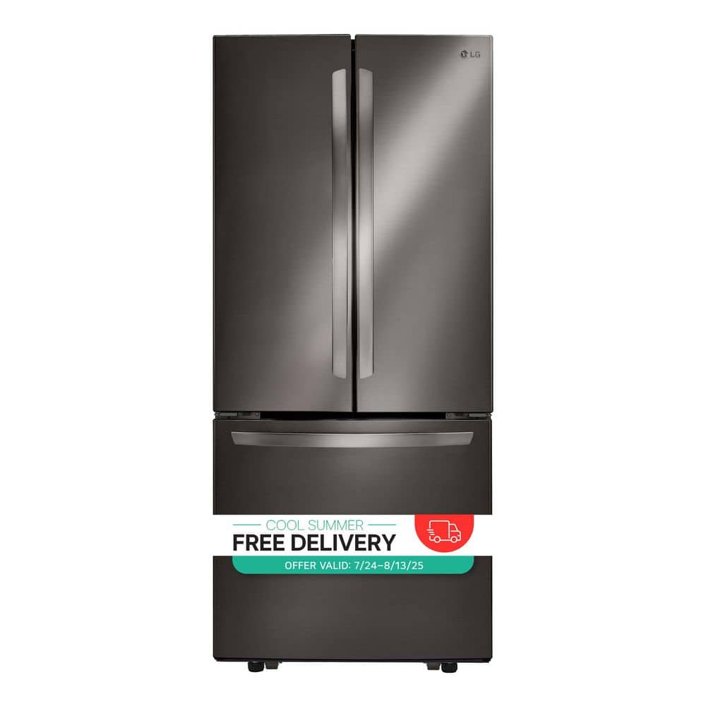LG 30 in. W 22 cu. ft. French Door Refrigerator with Ice Maker in Black ...